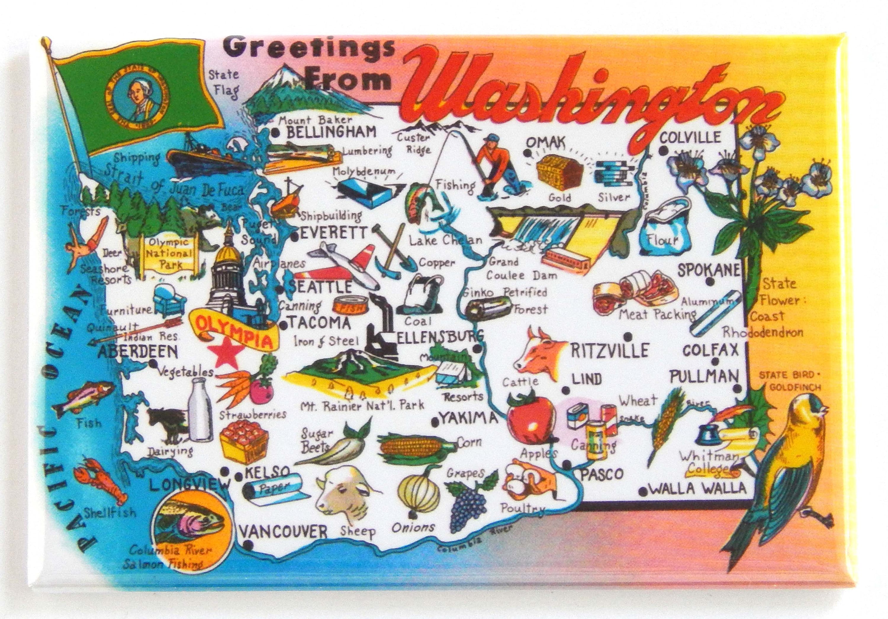 Greetings From Washington State Fridge Magnet (map) - Etsy