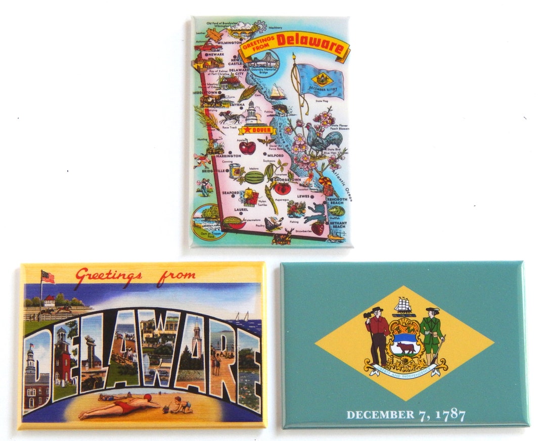 Greetings From Delaware Fridge Magnet Set - Etsy