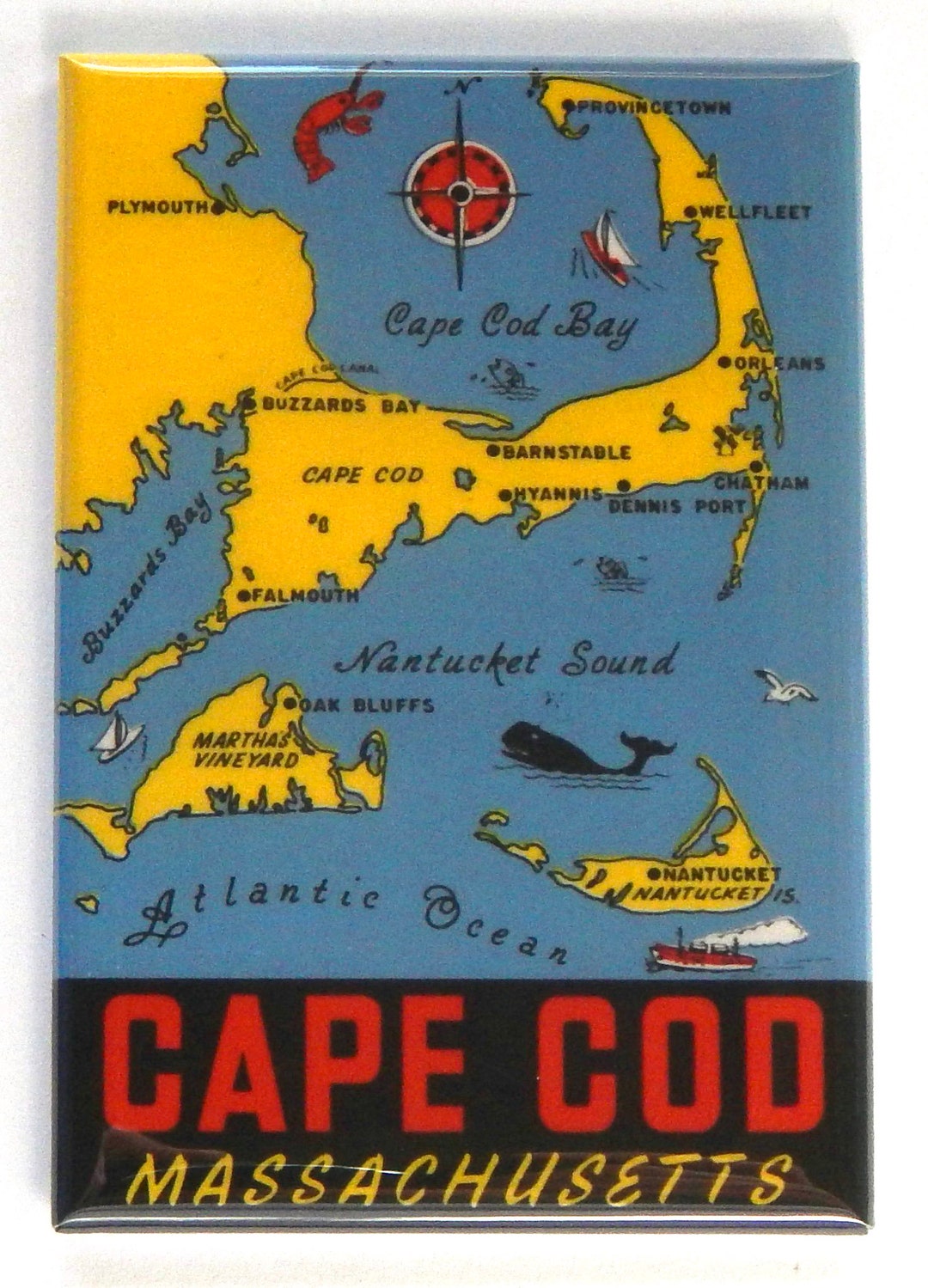 Cape Cod Massachusetts Map Fridge Magnet "style B" - Etsy