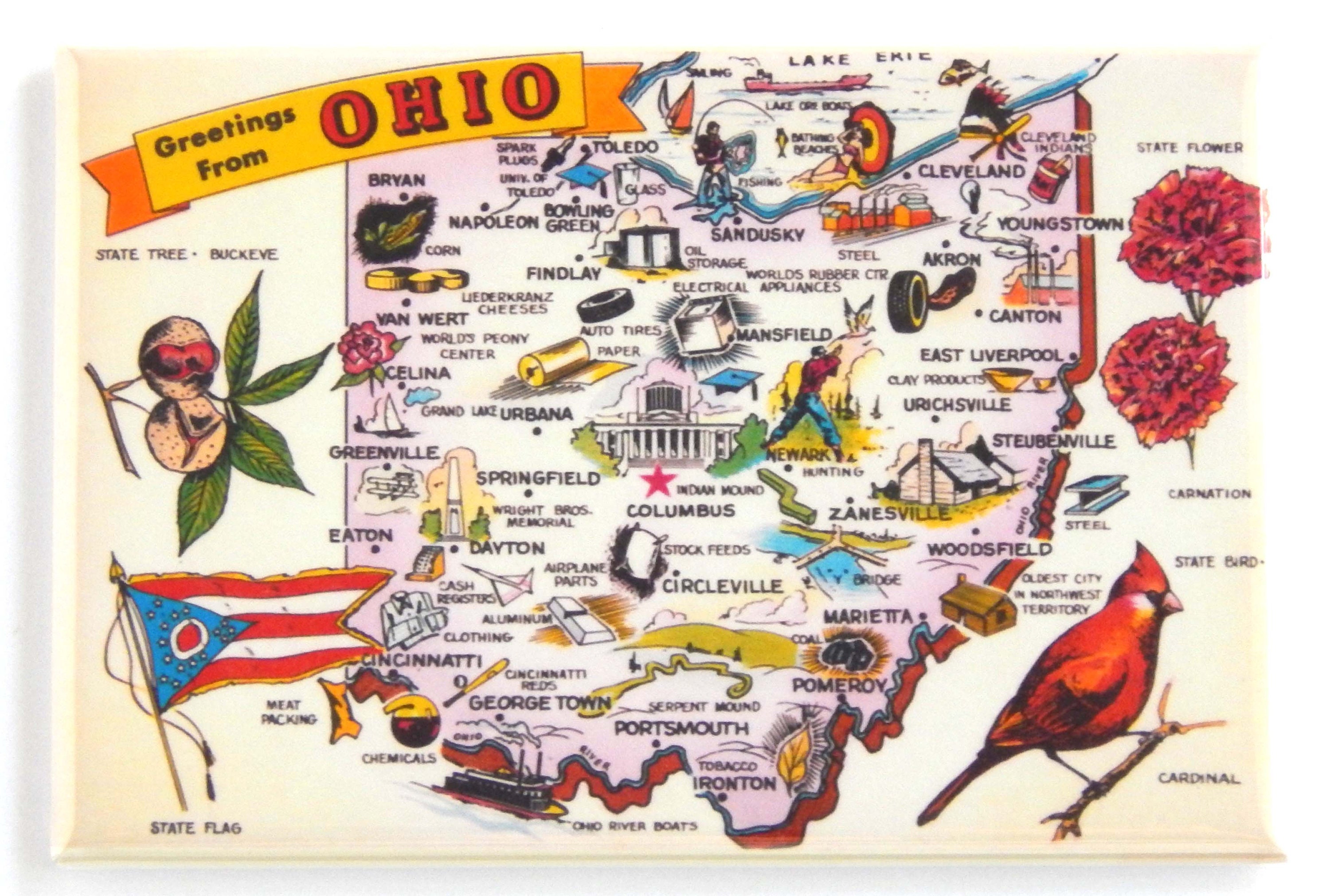 Greetings From Ohio Fridge Magnet (map) - Etsy