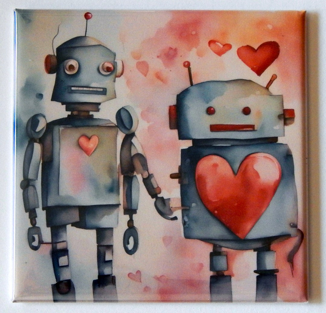 Robots in Love Fridge Magnet "style D" - Etsy