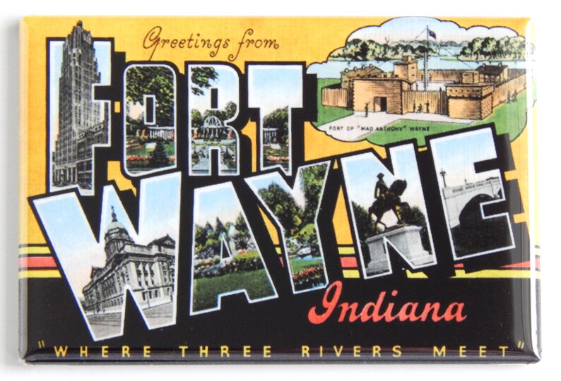 Greetings From Fort Wayne Indiana Fridge Magnet "style A" - Etsy