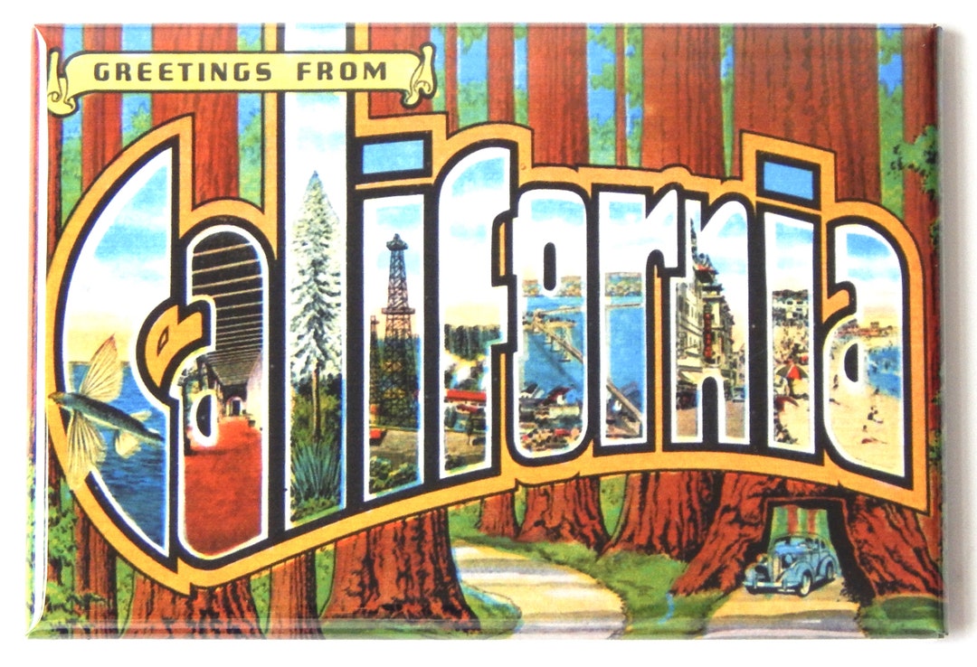 Greetings From California Fridge Magnet "style A" - Etsy
