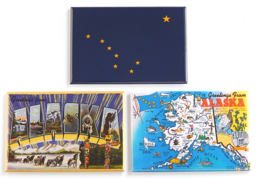 Greetings From Alaska Fridge Magnet Set - Etsy