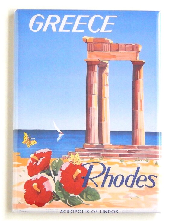 Rhodes Greece Travel Poster Fridge Magnet - Etsy