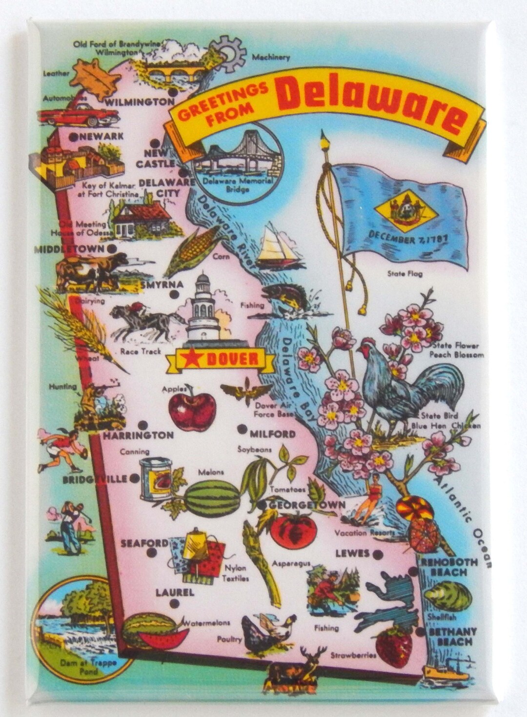 Greetings From Delaware Fridge Magnet (map) - Etsy