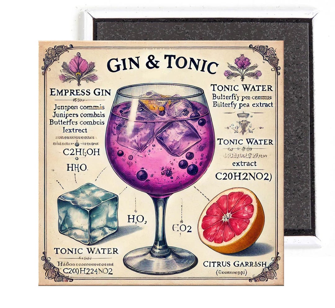 Purple Gin & Tonic Cocktail Fridge Magnet - Etsy