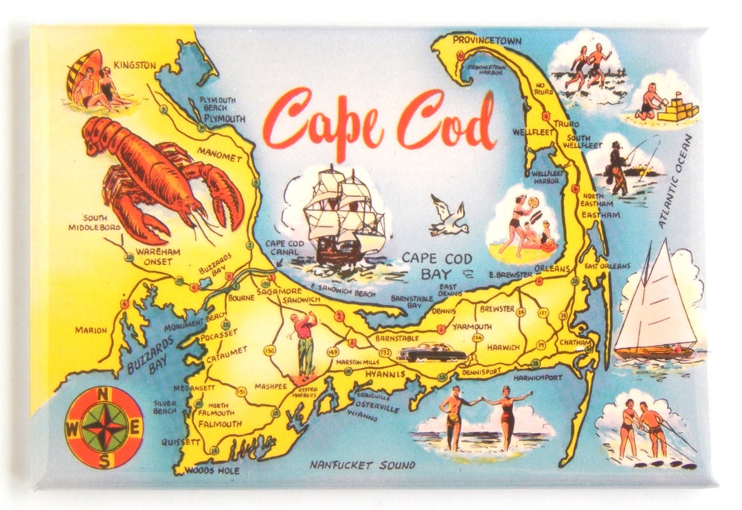 Greetings From Cape Cod Massachusetts Fridge Magnet (map) - Etsy