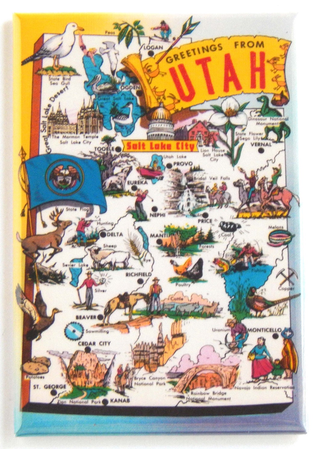 Greetings From Utah Fridge Magnet (map) - Etsy