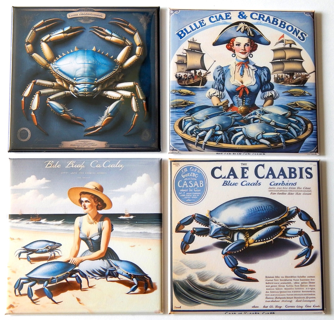 Blue Crab Fridge Magnet Set - Etsy