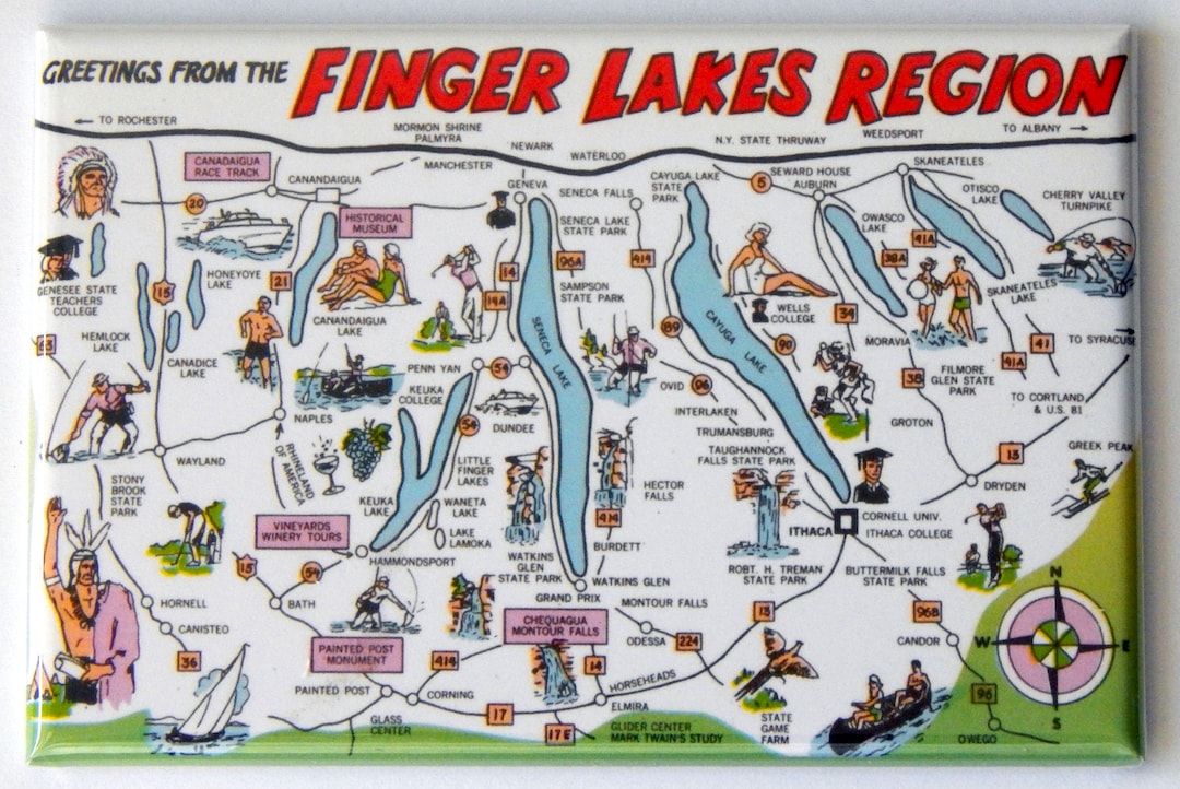 Greetings From Finger Lakes New York (map) Fridge Magnet - Etsy