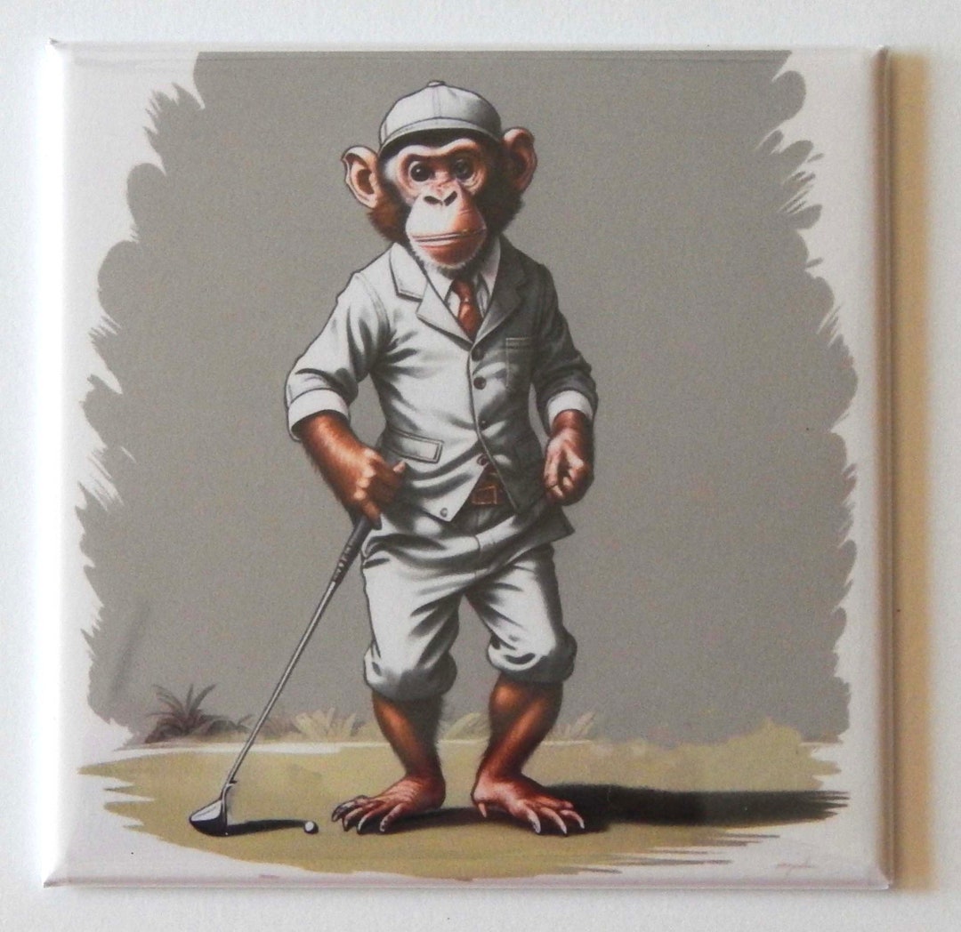 Monkey Playing Golf Fridge Magnet "style D" - Etsy