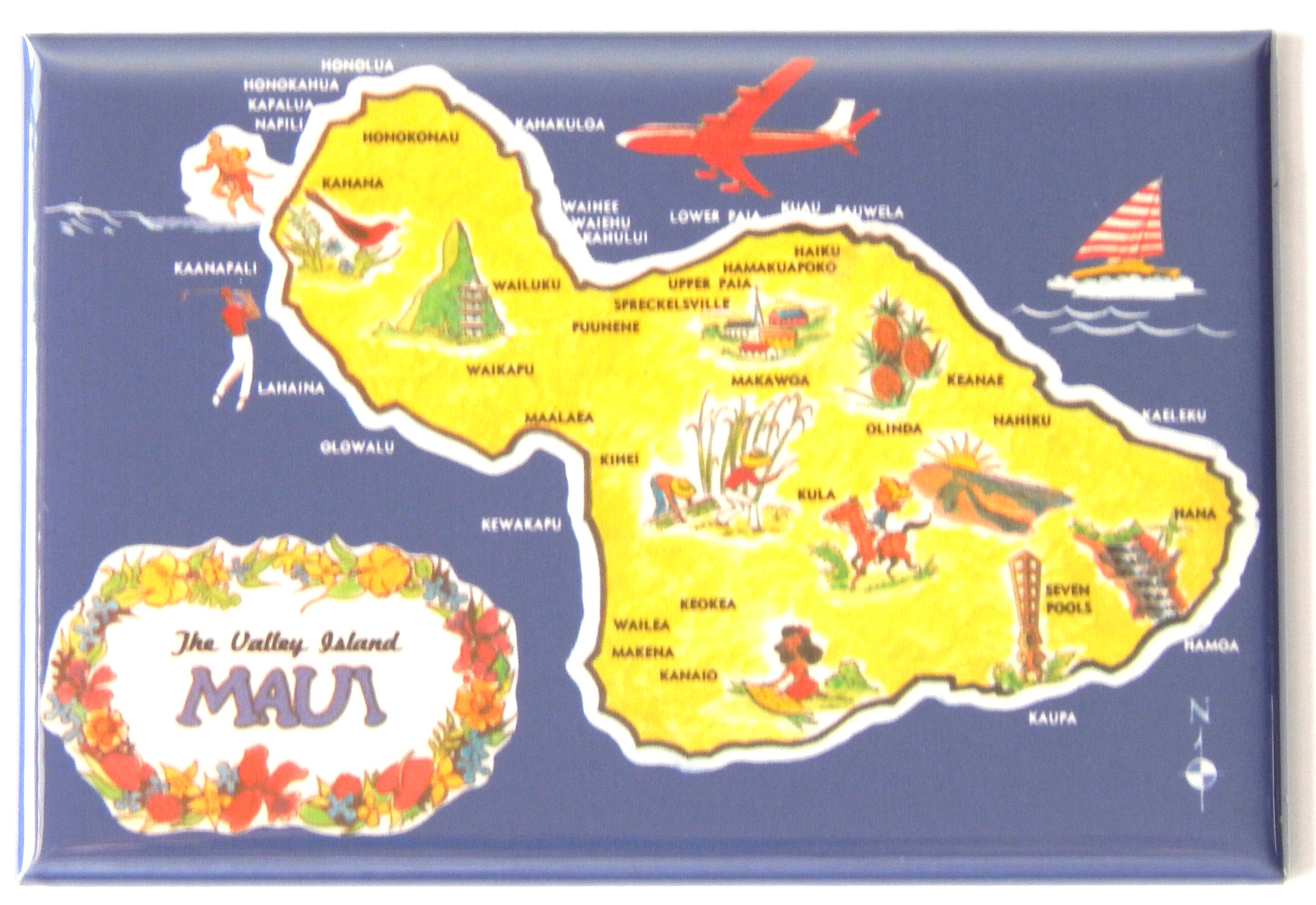 Maui Hawaii Map Fridge Magnet - Etsy