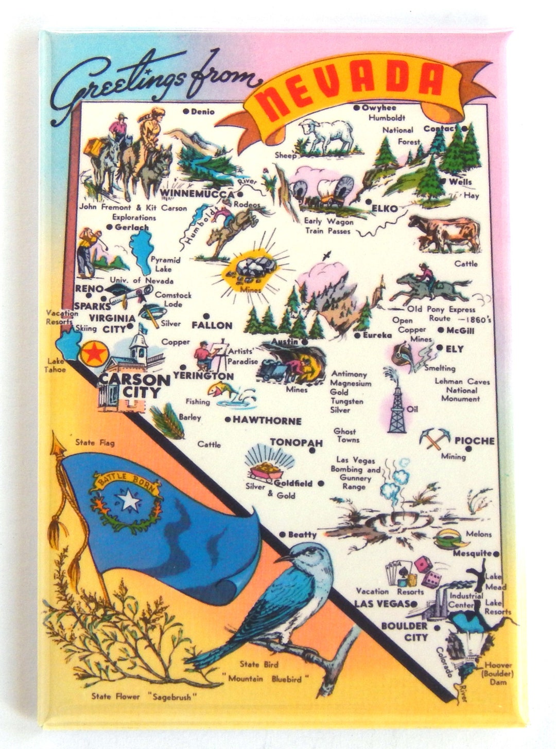 Greetings From Nevada Fridge Magnet (map) - Etsy