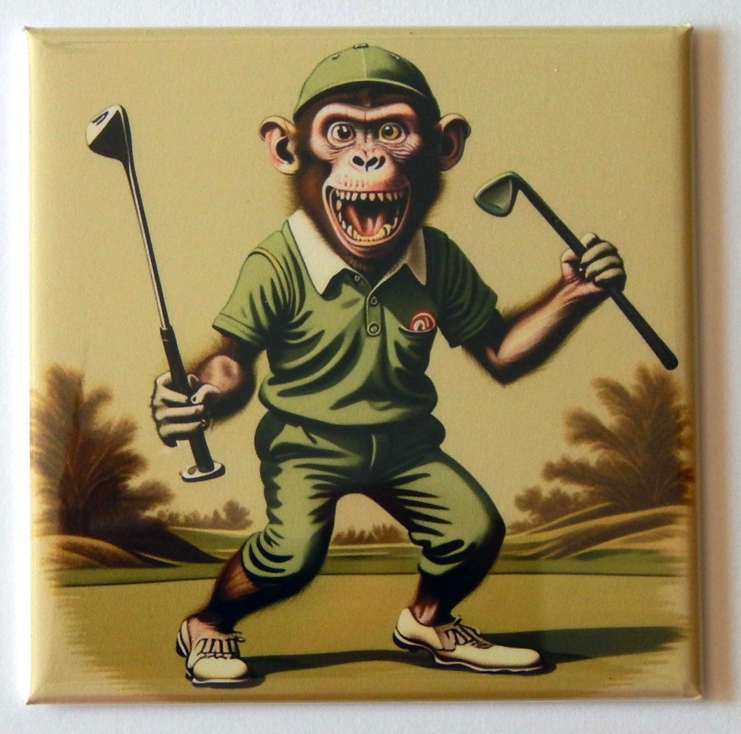 Monkey Playing Golf Fridge Magnet "style A" - Etsy