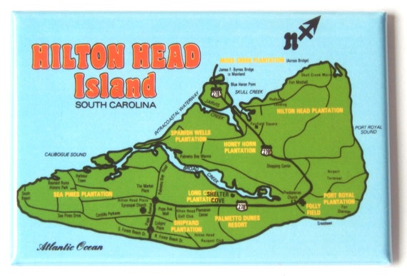 Hilton Head Island South Carolina Map Fridge Magnet | Etsy