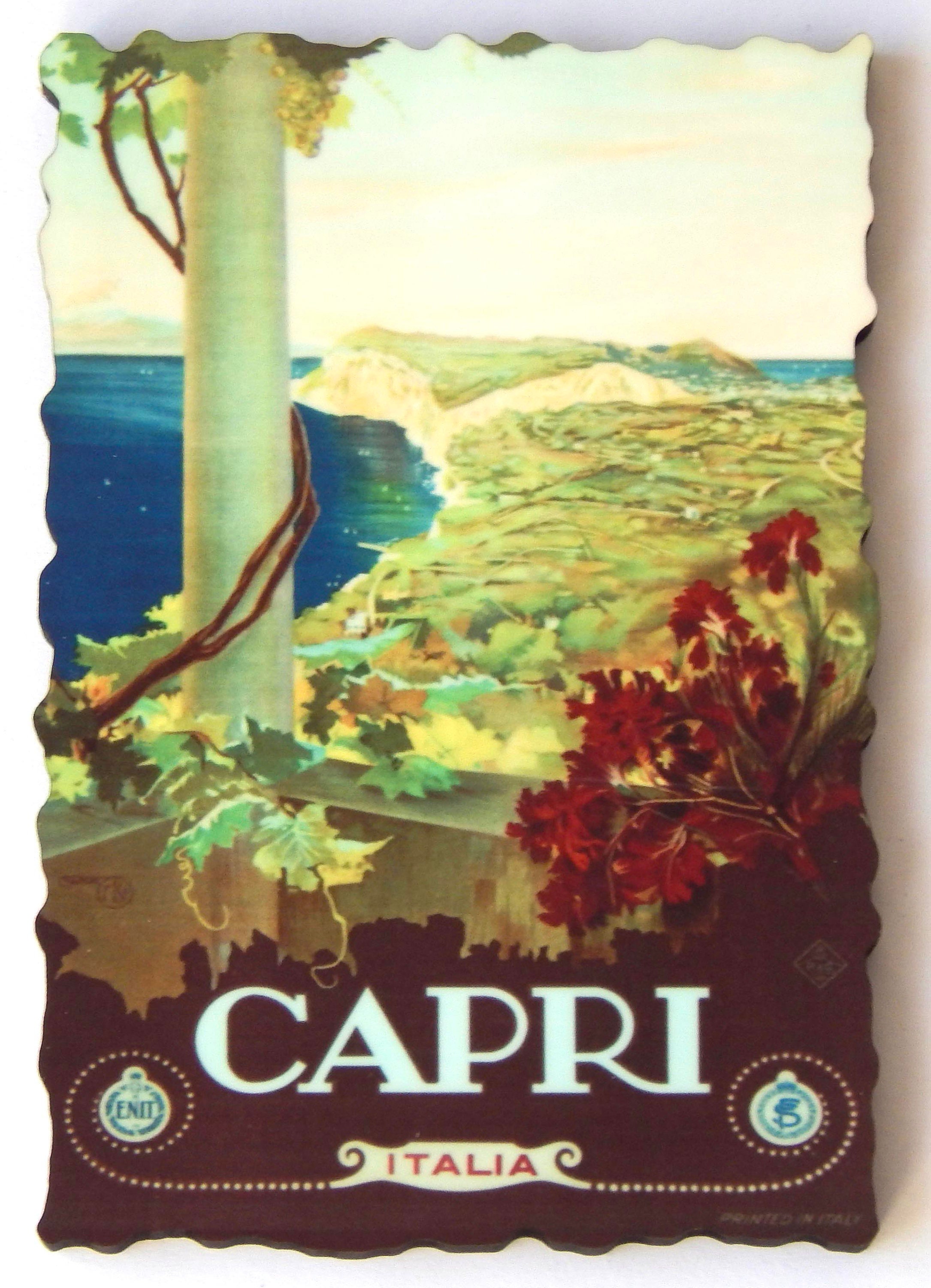 Capri Italy Travel Poster Fridge Magnet wood Style - Etsy