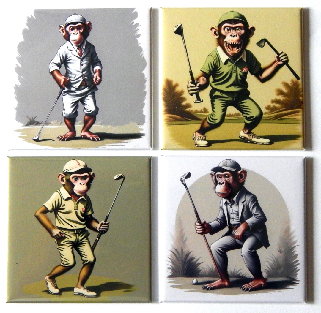 Monkey Playing Golf Fridge Magnet Set - Etsy