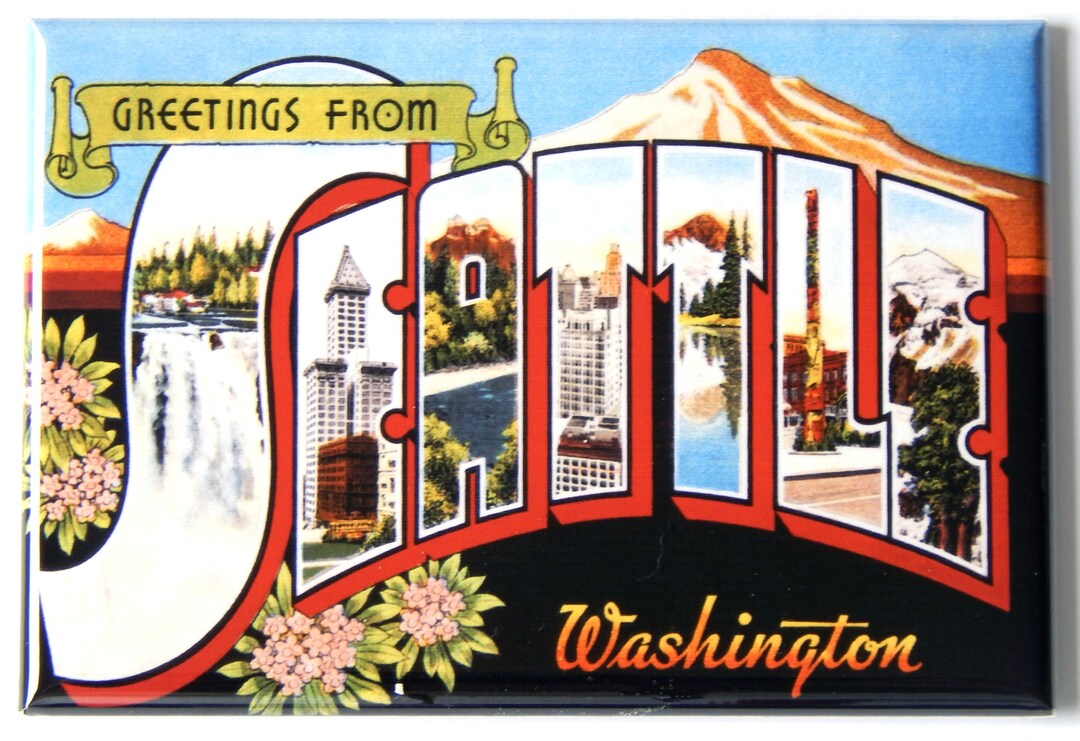 Greetings From Seattle Washington Fridge Magnet "style B" - Etsy