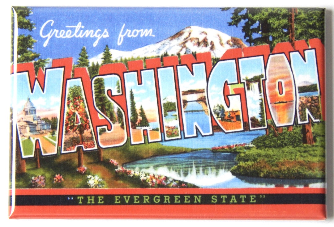 Greetings From Washington State Fridge Magnet "style A" - Etsy