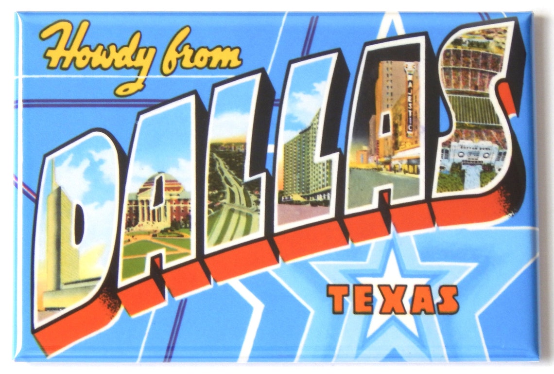 Greetings From Dallas Texas Fridge Magnet style D - Etsy
