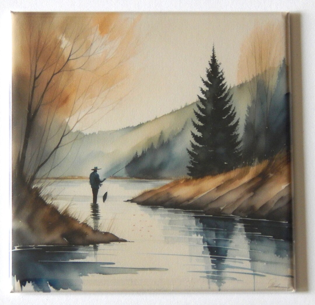 Man Fly Fishing in River Fridge Magnet - Etsy