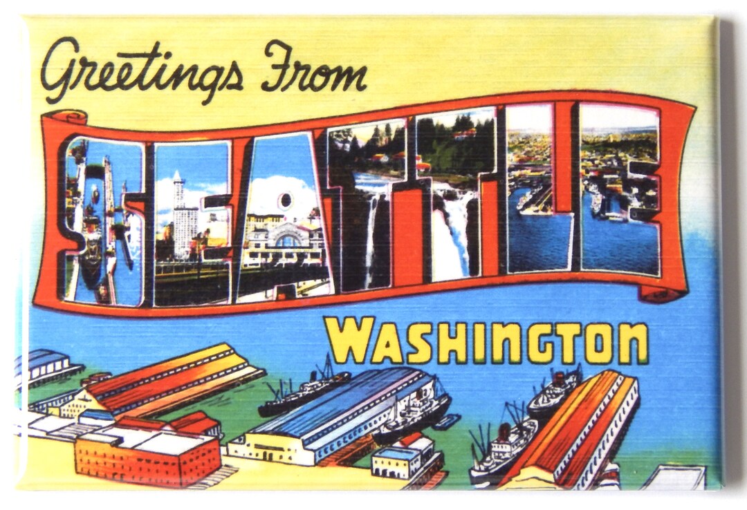 Greetings From Seattle Washington Fridge Magnet "style D" - Etsy
