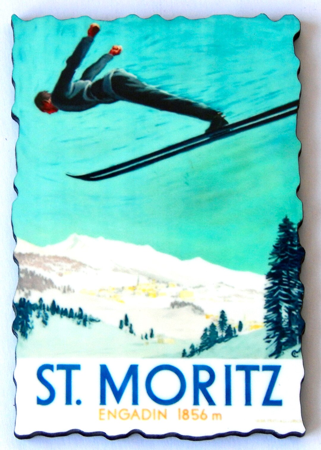 St Moritz Switzerland Travel Poster Fridge Magnet (wood Style) - Etsy