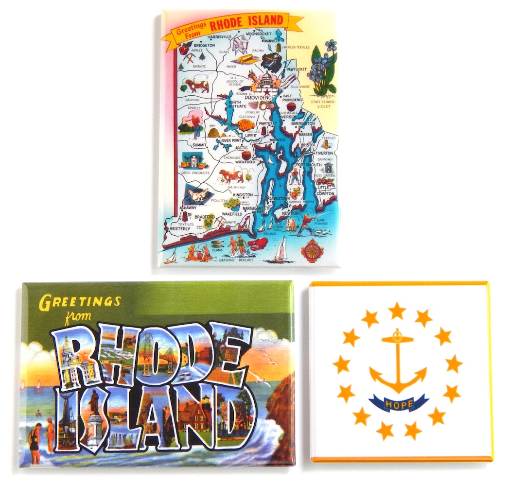 Greetings From Rhode Island Fridge Magnet Set - Etsy