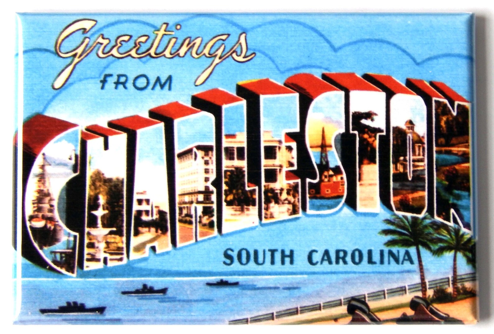 Greetings From Charleston South Carolina Fridge Magnet "style C" - Etsy