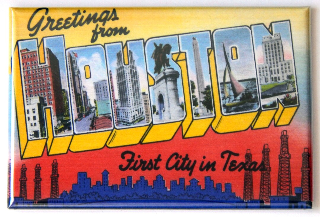 Greetings From Houston Texas Fridge Magnet "style C" - Etsy