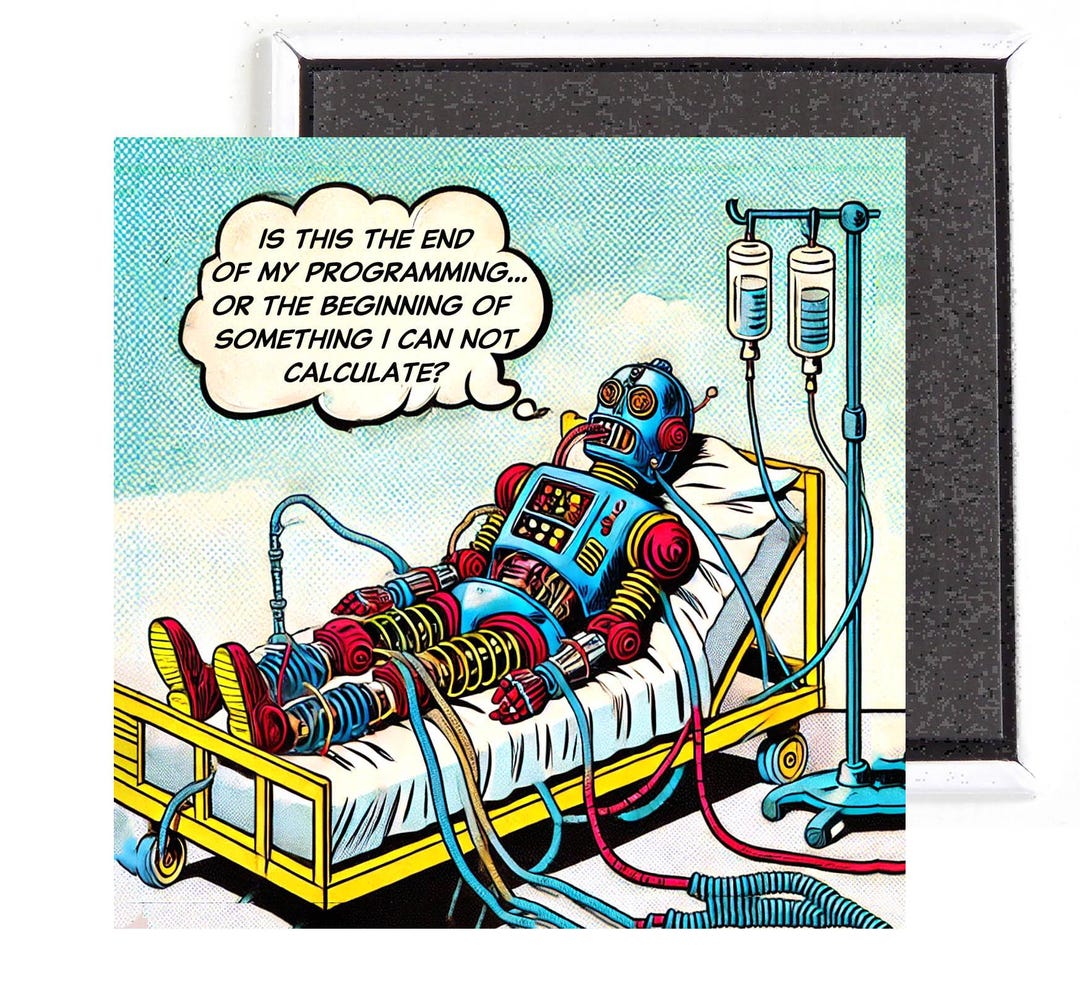 Robot Philosopher Fridge Magnet - Etsy