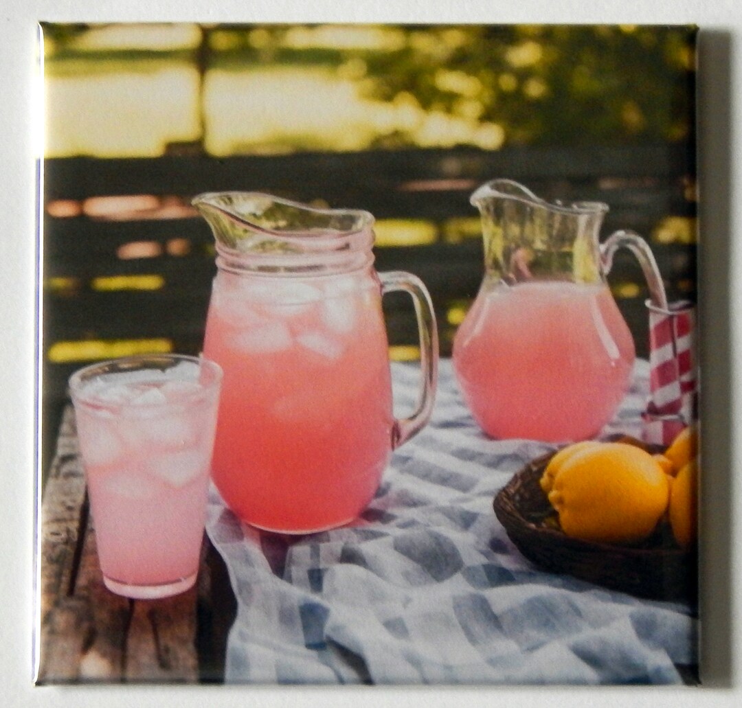 Pink Lemonade Pitchers and Glass Fridge Magnet - Etsy