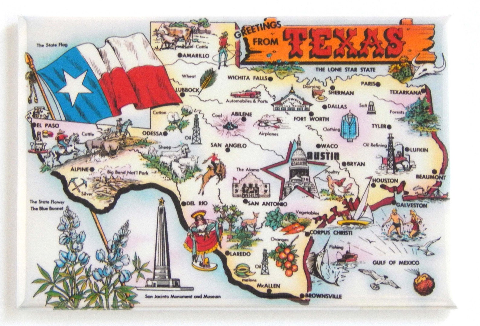 Greetings From Texas Fridge Magnet map - Etsy