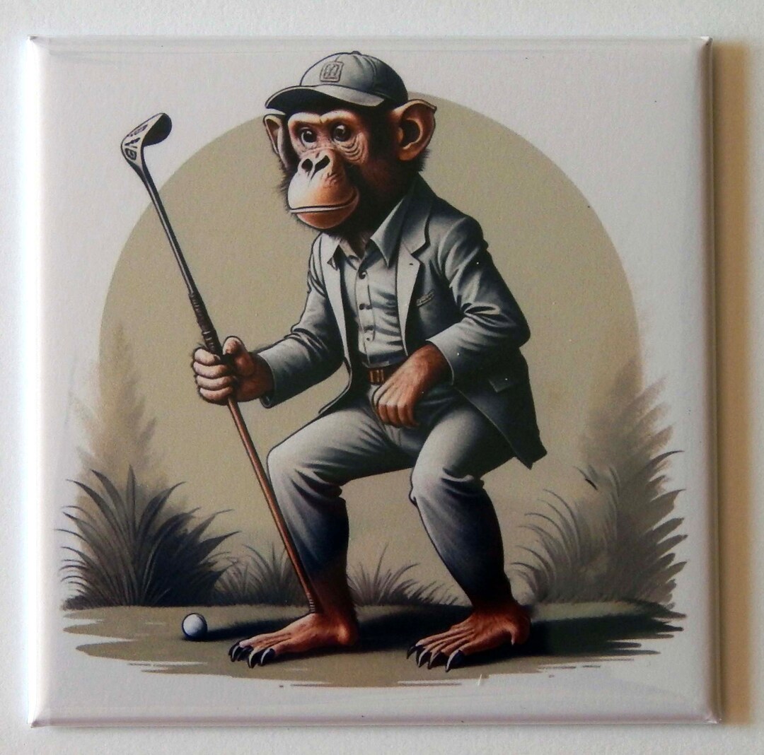 Monkey Playing Golf Fridge Magnet "style C" - Etsy