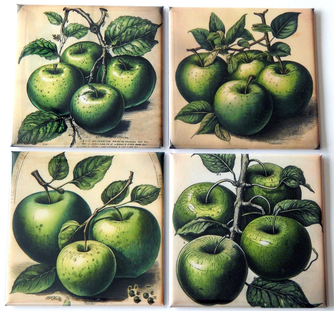 Green Apples Fridge Magnet Set "style B" - Etsy