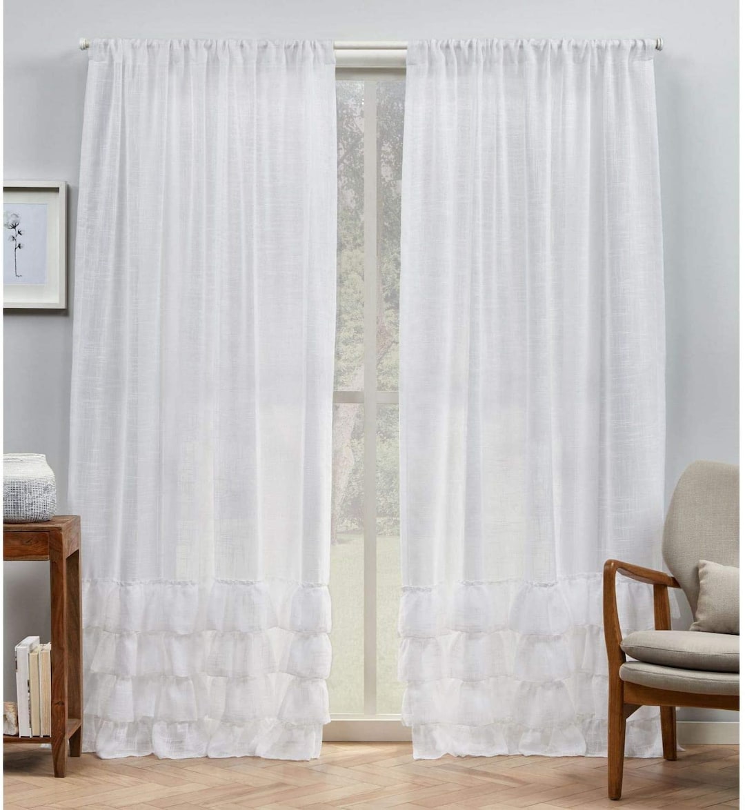 Linenwalas Bohemian Frill Ruffle Curtains, Pure Organic Linen Curtains ...