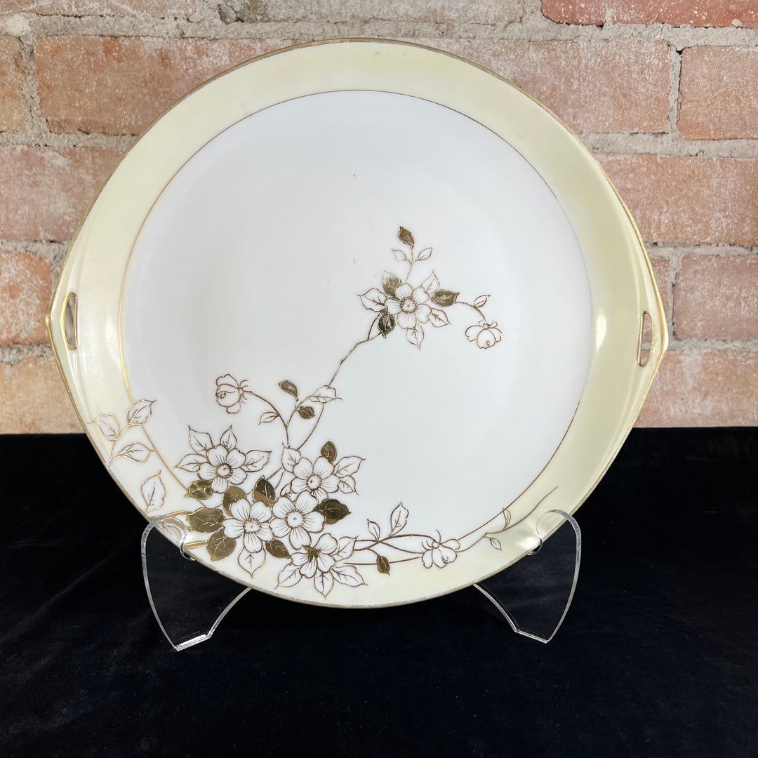 Vintage Nippon Hand Painted Plate W/ 24k Gold Trim and Floral Pattern ...