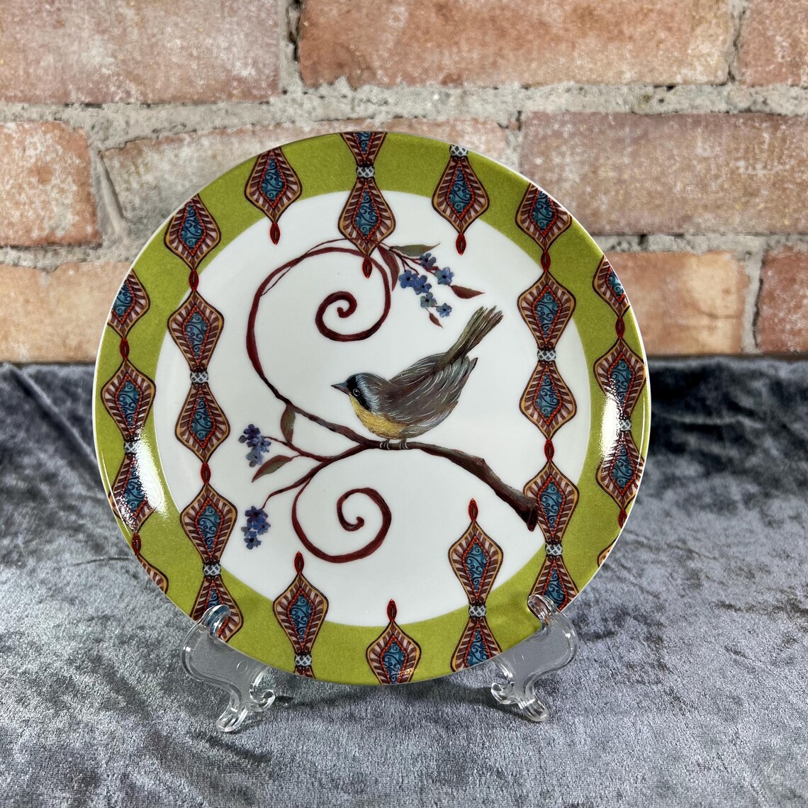 Prima Design Green and Red Bird Plate - Etsy