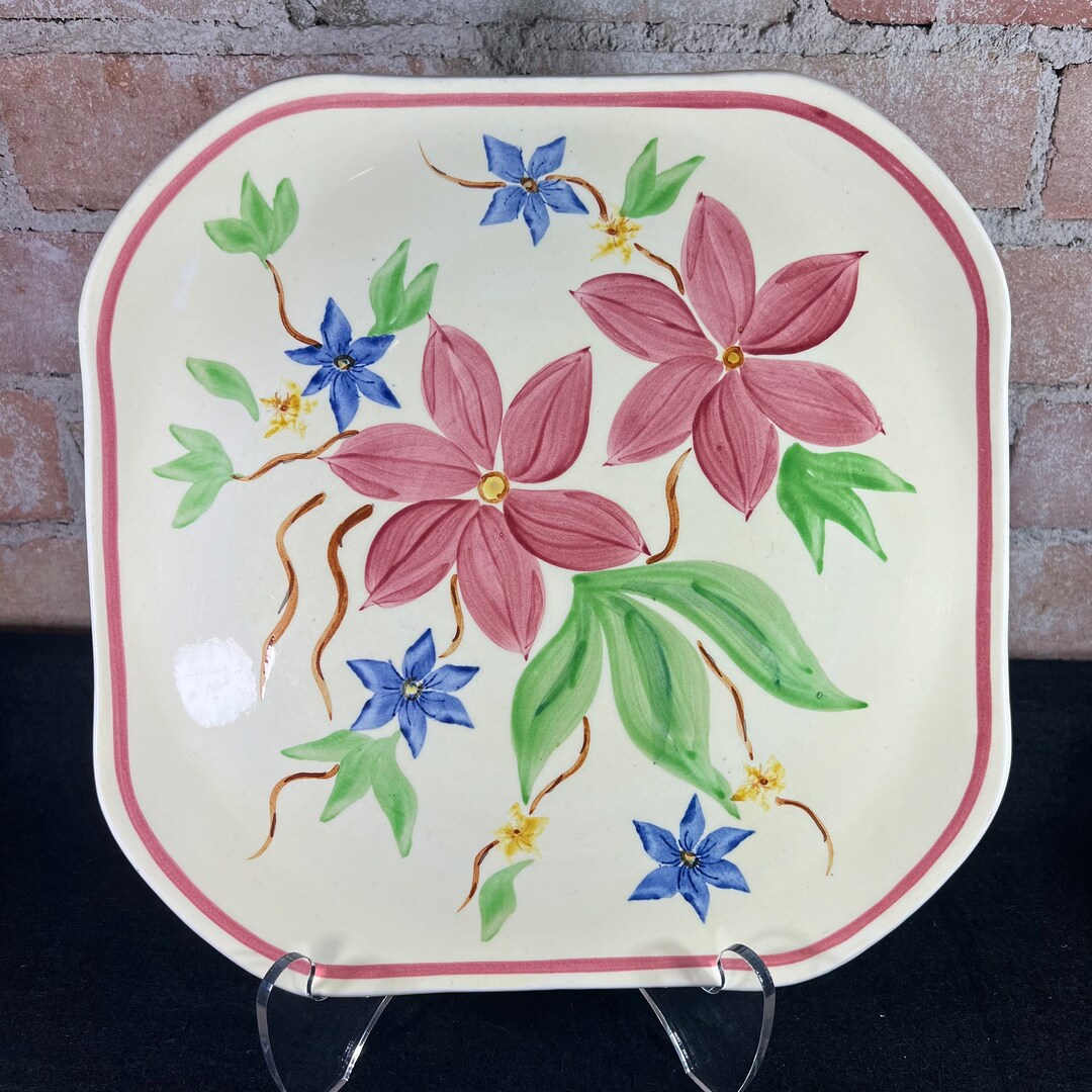 Vintage Hand Painted Square Plate Platter (pottery Guild of America) 11 ...