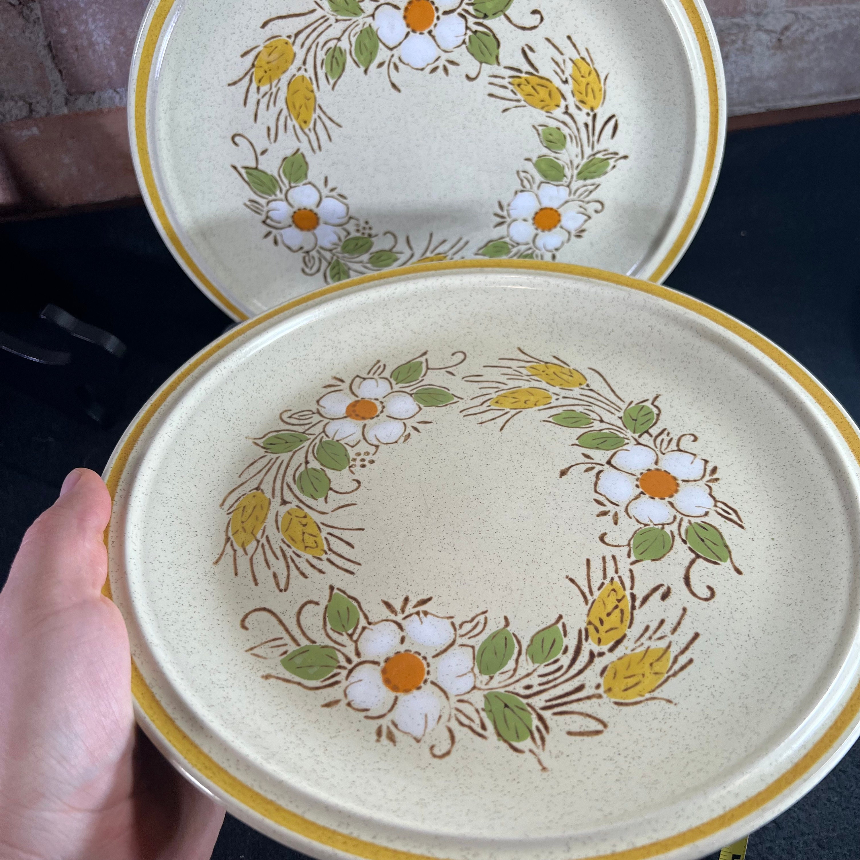 Vintage Hearthside Garden Festival Handpainted Stoneware Dinner Plates ...