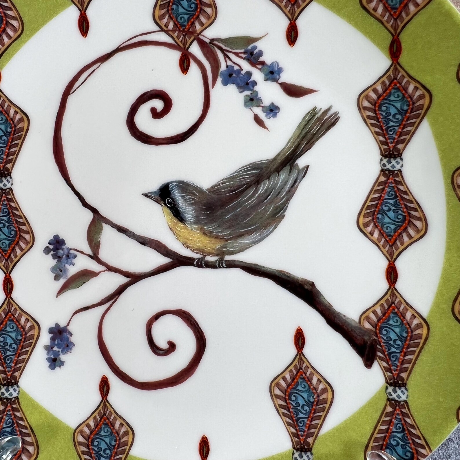 Prima Design Green and Red Bird Plate - Etsy