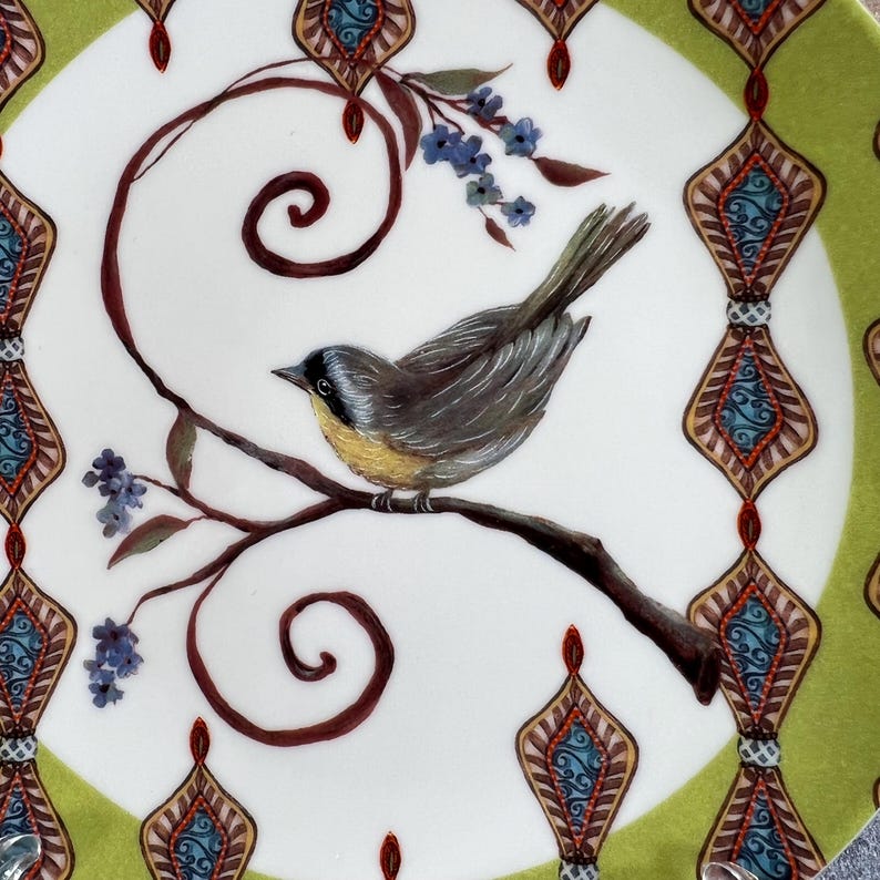 Prima Design Green and Red Bird Plate - Etsy
