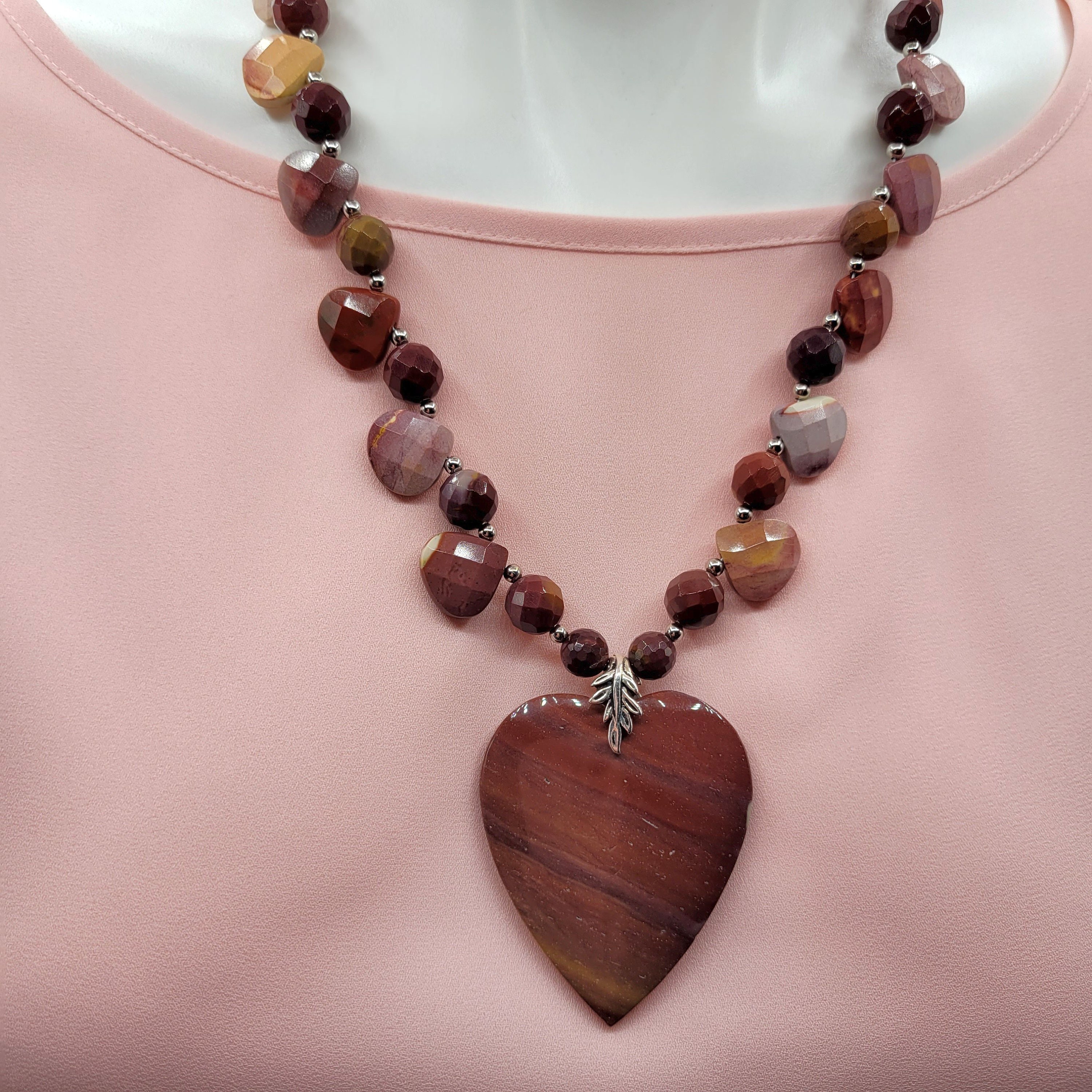 3 Pc Mookaite Jewelry Set Mookaite Heart Pendant Necklace - Etsy