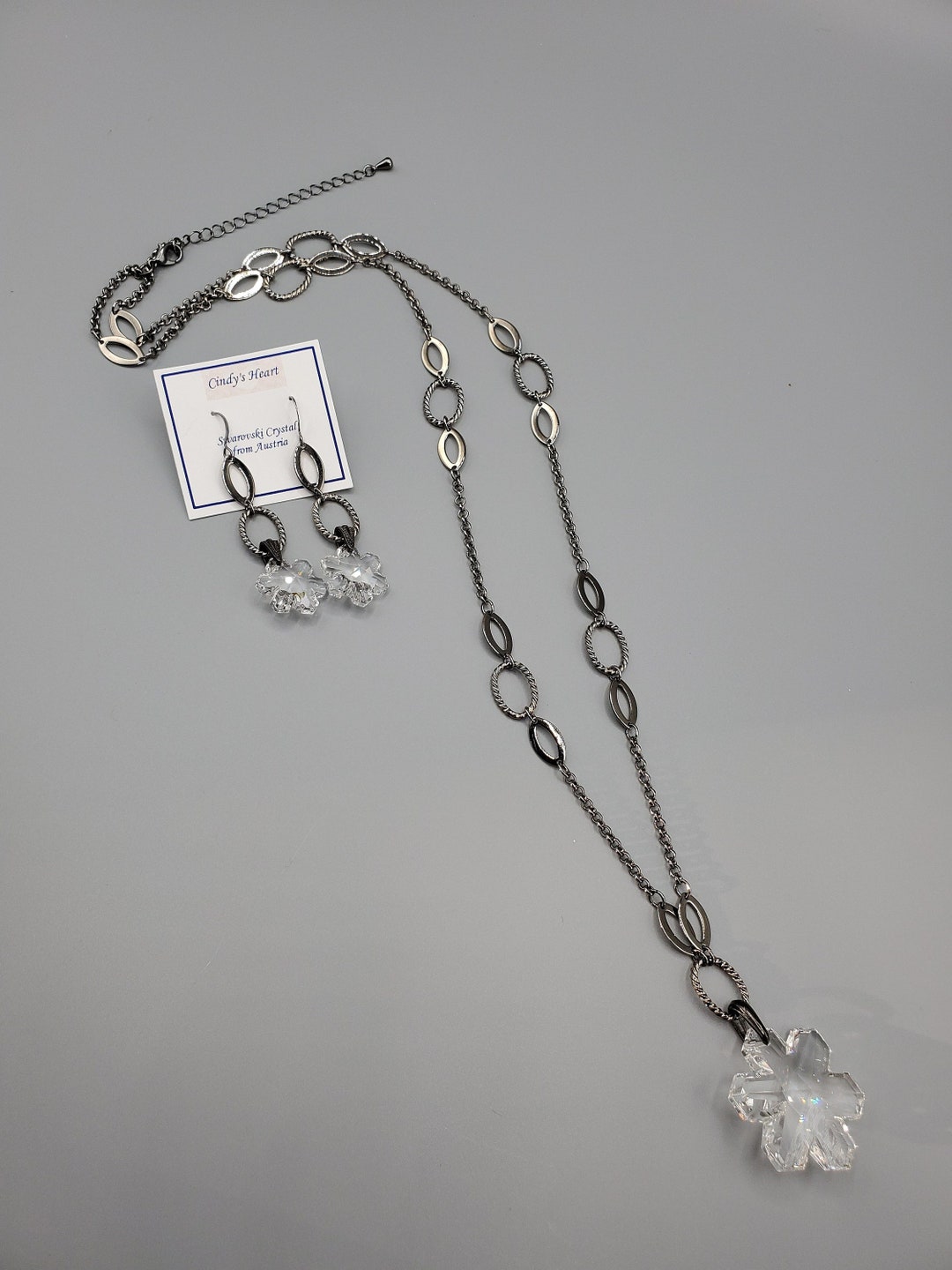 Snowflake Necklace Set, Crystal Snowflake Necklace, Swarovski Crystal ...