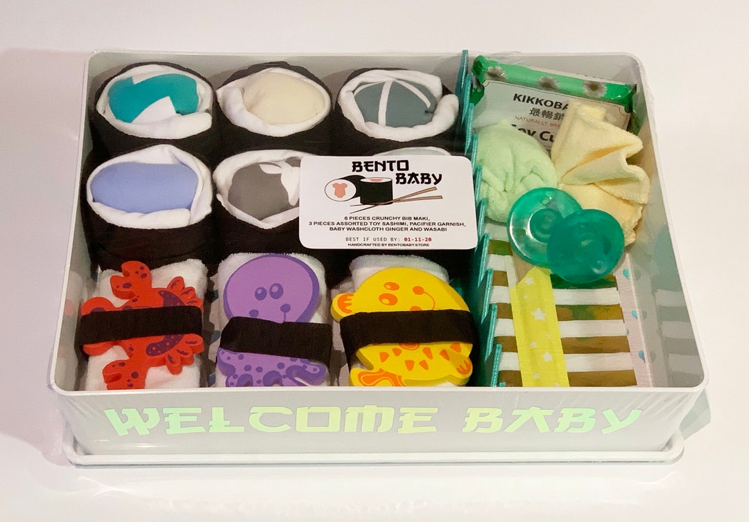 Bento Baby Box- Unisex Gift With Sushi Made of Baby Clothes, Toys and ...