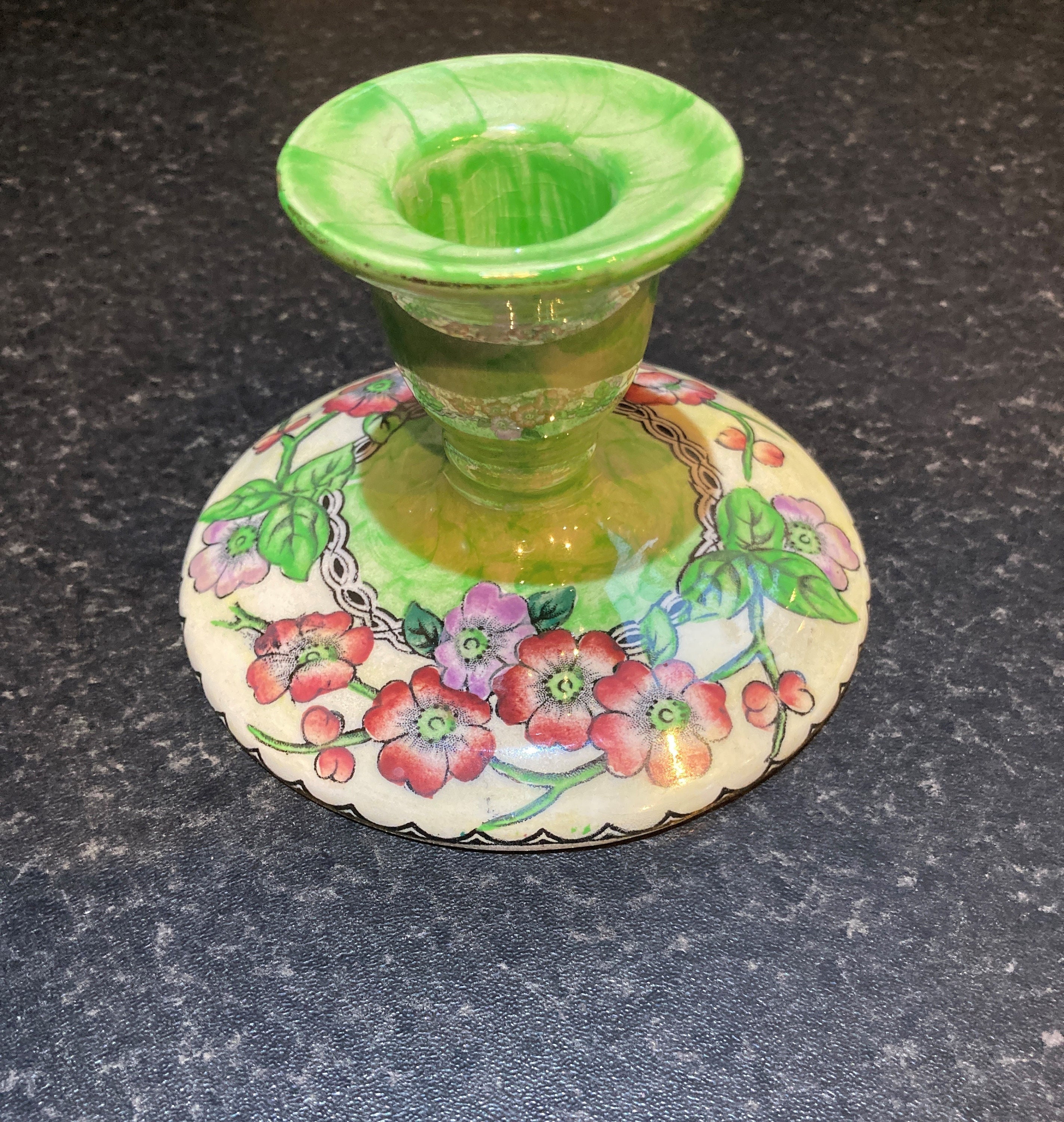 Lovely Maling Lustre-ware Candle Holder in May Bloom Pattern Number ...