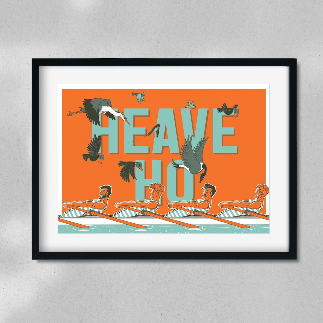 Heave Ho - Rowing - Bird and Boat - A4 Digital Art Print - Etsy