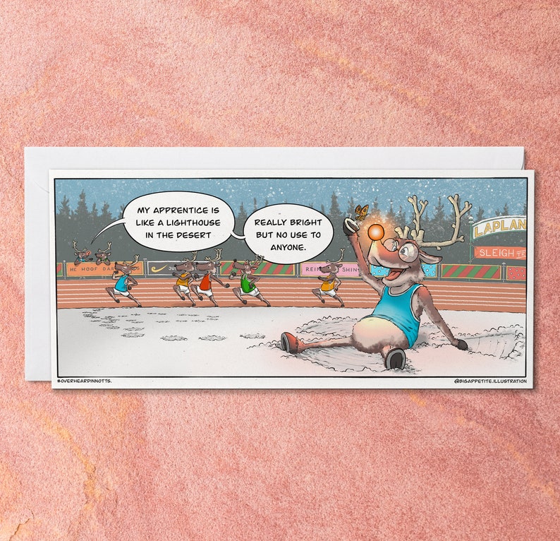 Funny Quote Christmas Card With Comical Reindeer Cartoon, Humorous ...