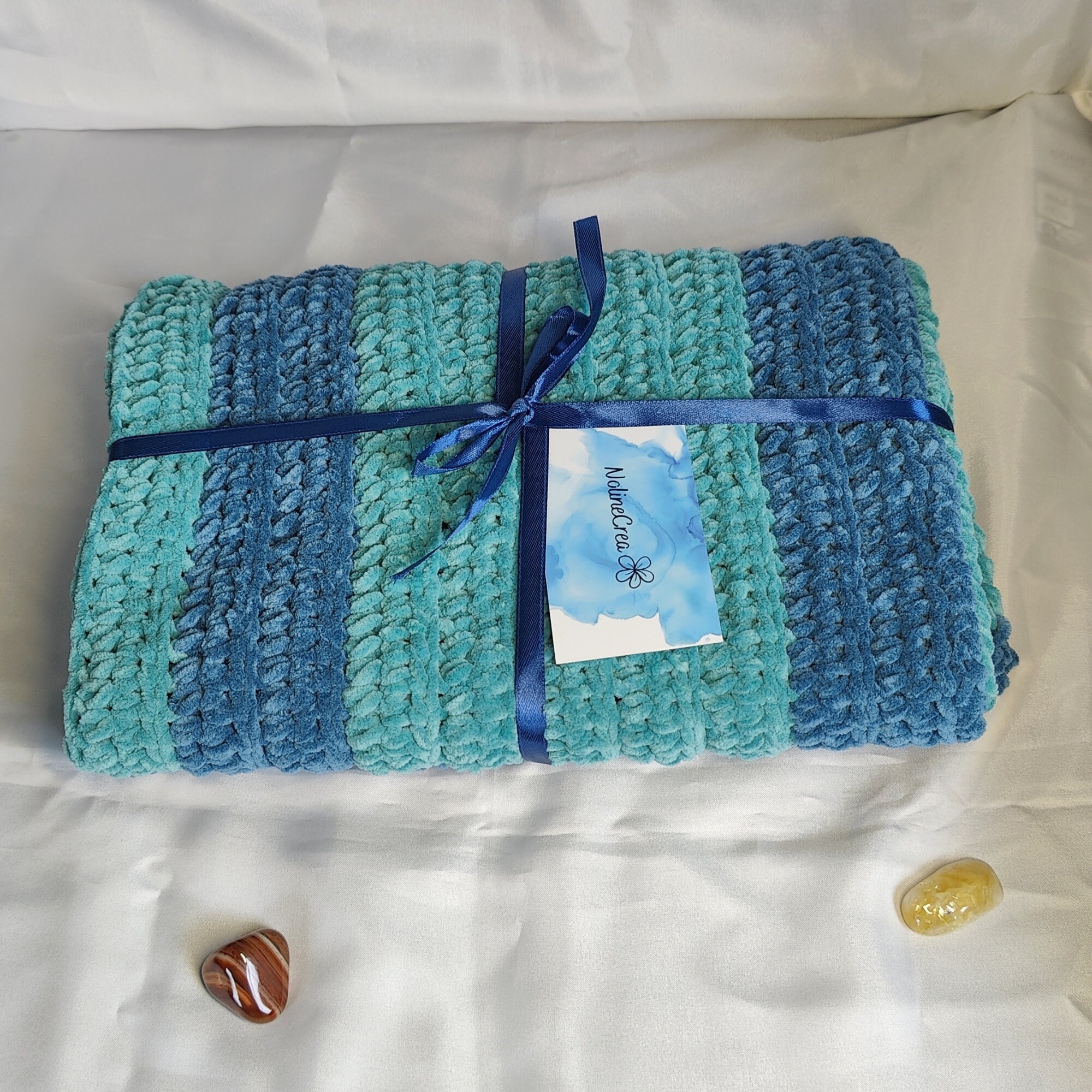 Crochet Baby Blanket, Two-tone Baby Blanket, Chenille Yarn Baby Blanket ...